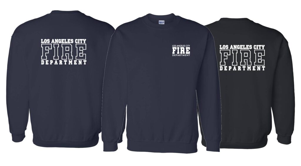 Uniform Logo Print LAFD Crew-neck Pullover Sweatshirt - fireattire.com/home