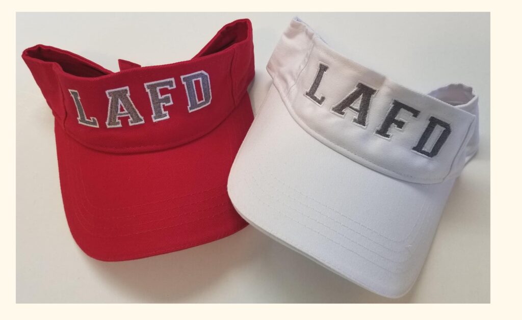 LAFD Embroidered 100% Cotton Visor Red or White - fireattire.com/home