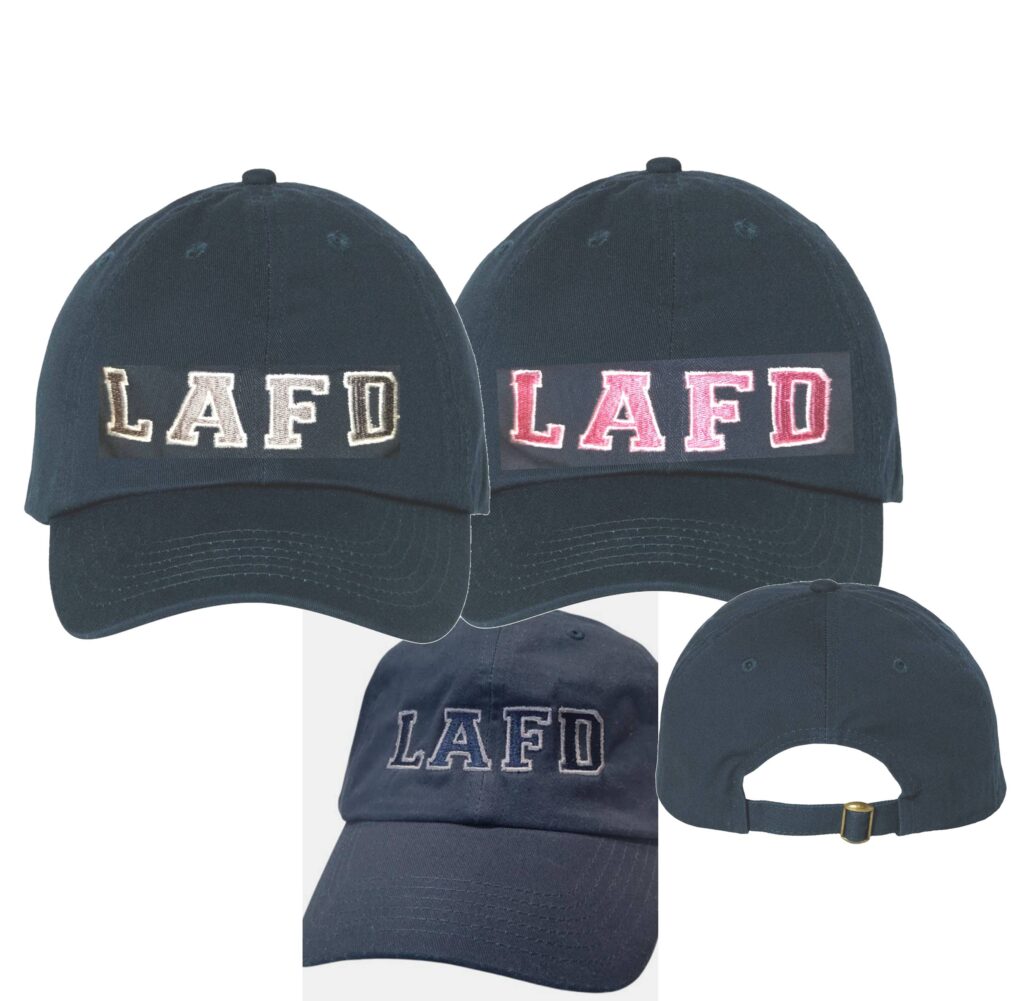 Navy LAFD Embroidered Buckle Back Cotton Cap - fireattire.com/home